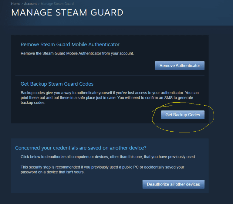 Steam backup codes - how to generate them?